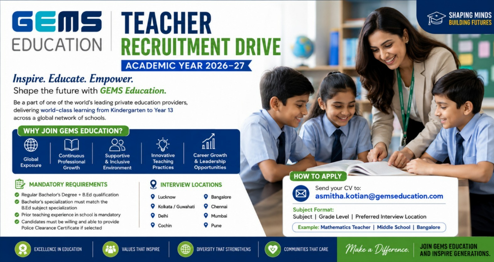 GEMS Education Careers 2026 | Teacher Recruitment Drive Announced ...